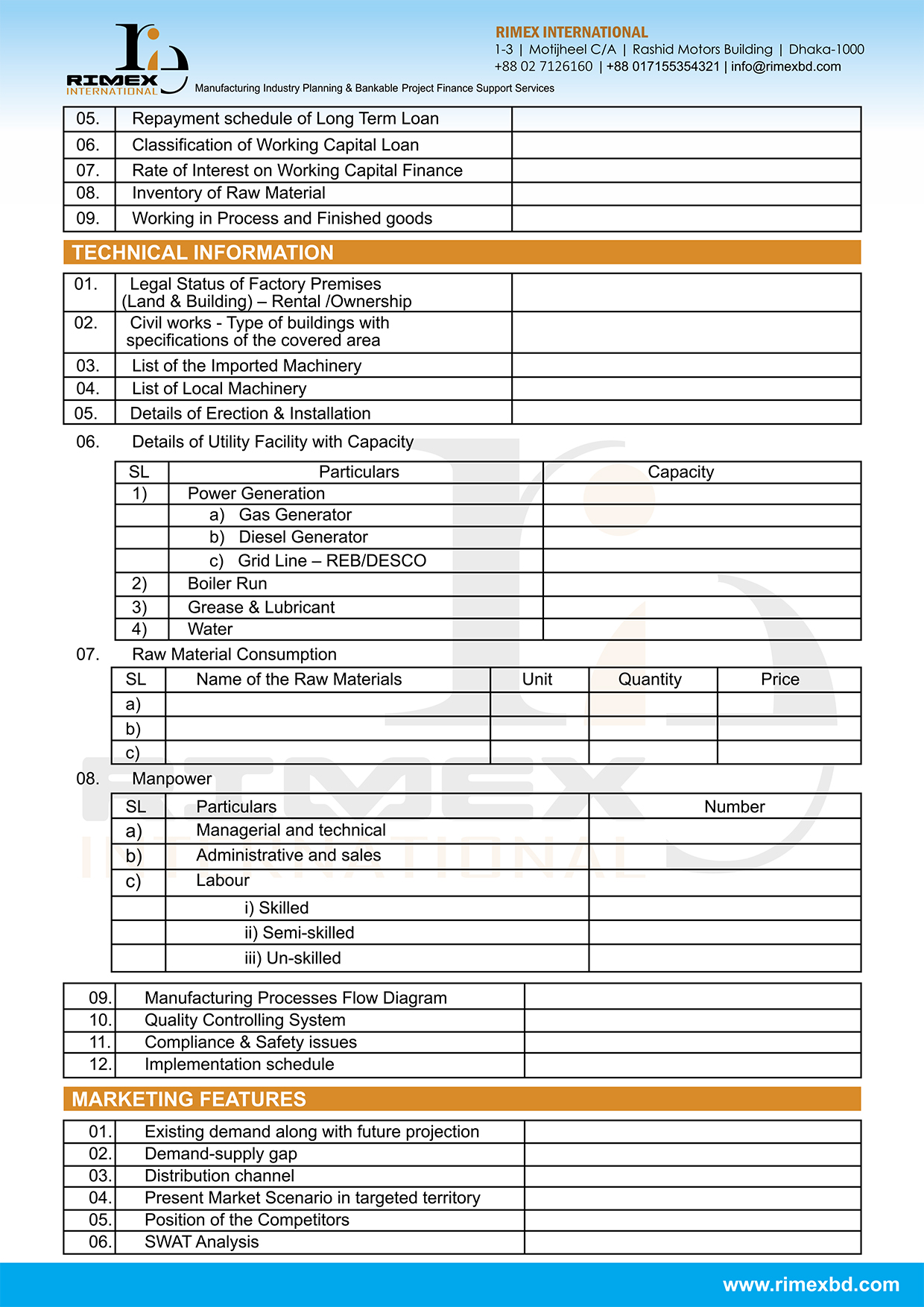 Query & Required information | Project Profile